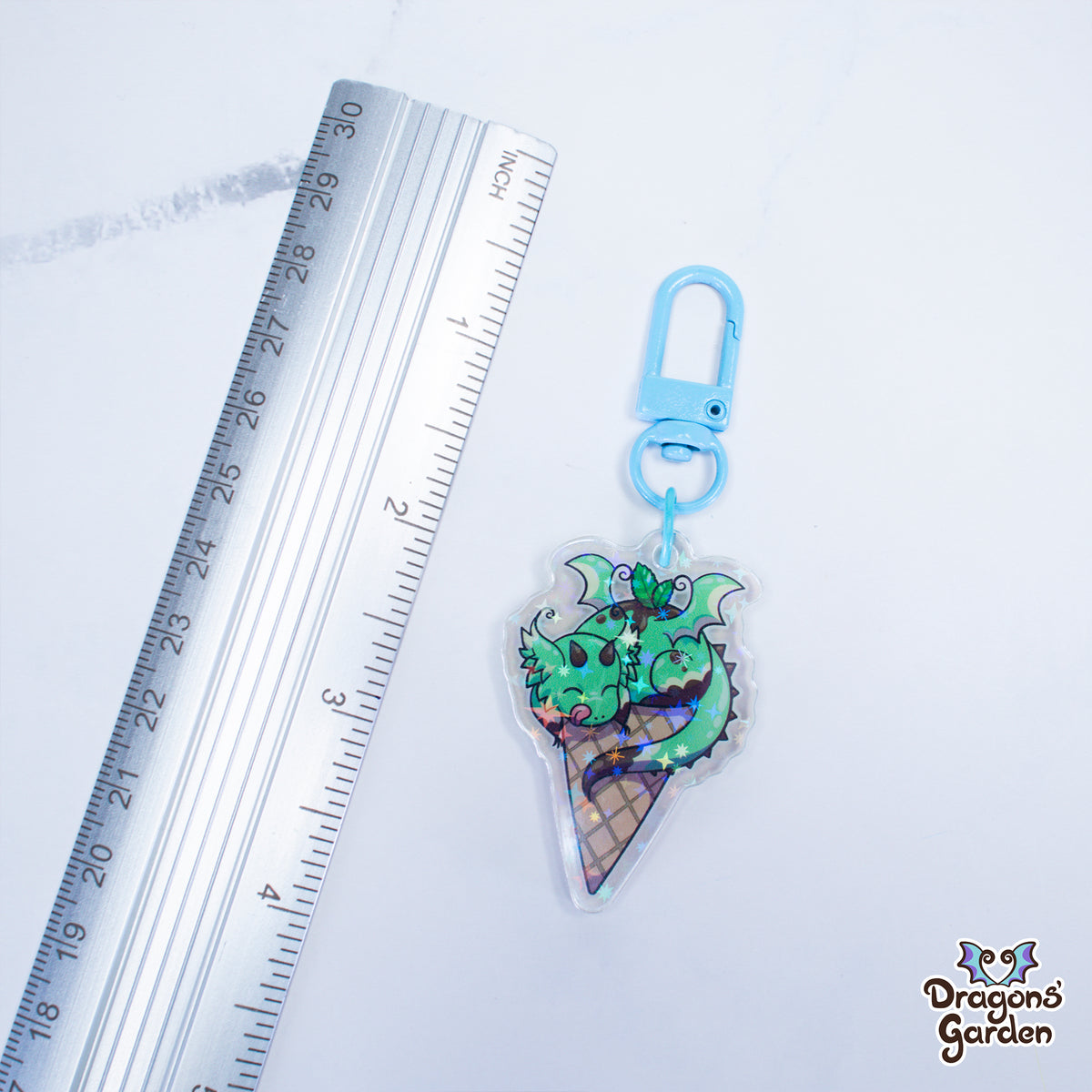 Choco Mint Icecream Dragon | Holographic Acrylic Keychain– Dragons' Garden