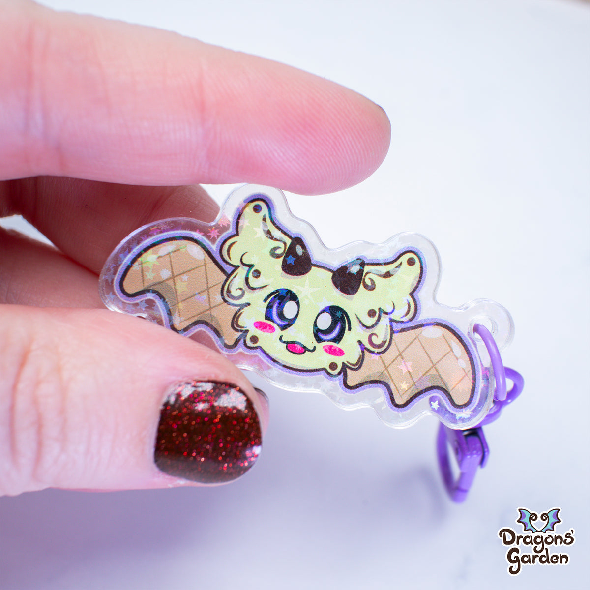 Vanilla Cookie Dragon | Holographic Acrylic Keychain– Dragons' Garden