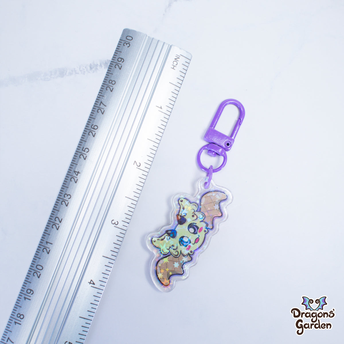 Vanilla Cookie Dragon | Holographic Acrylic Keychain– Dragons' Garden