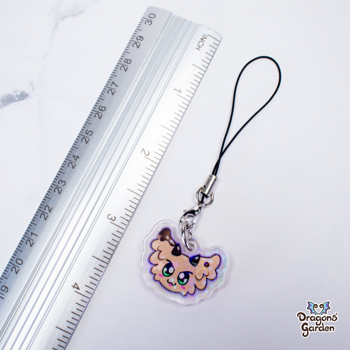 Chocolate Waffle Dragon Head Glitter Acrylic Phone Strap Dragons Garden