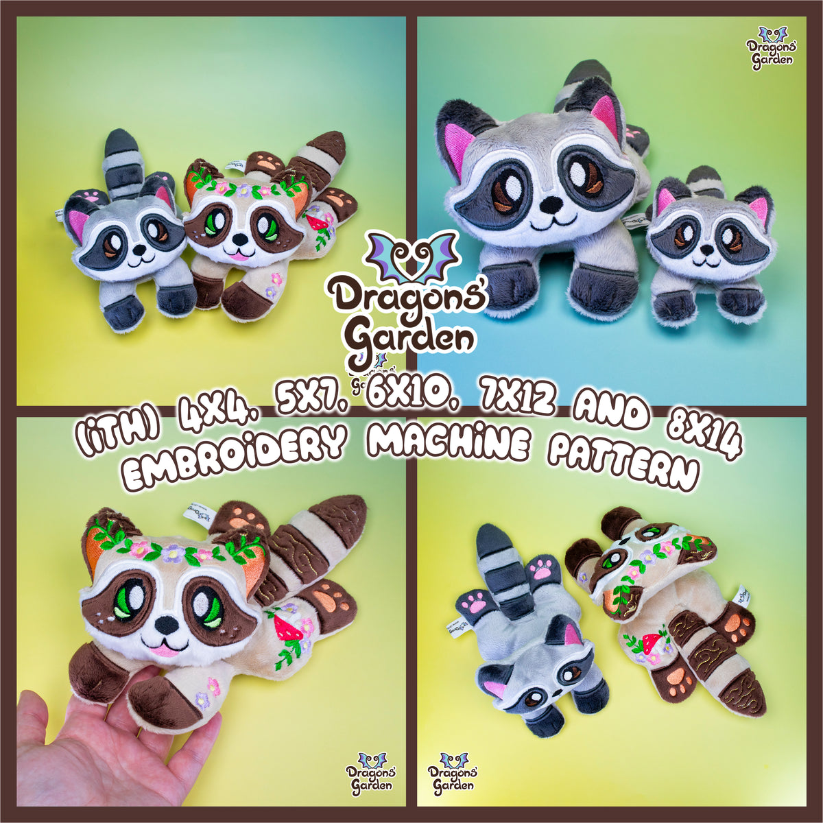 ITH Woodland Racoon and Trash Panda Plush Embroidery Pattern cottage ...