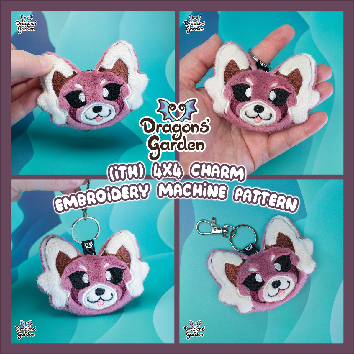 Red Panda Embroidery Charm Pattern - DIY Keychain Design– Dragons' Garden