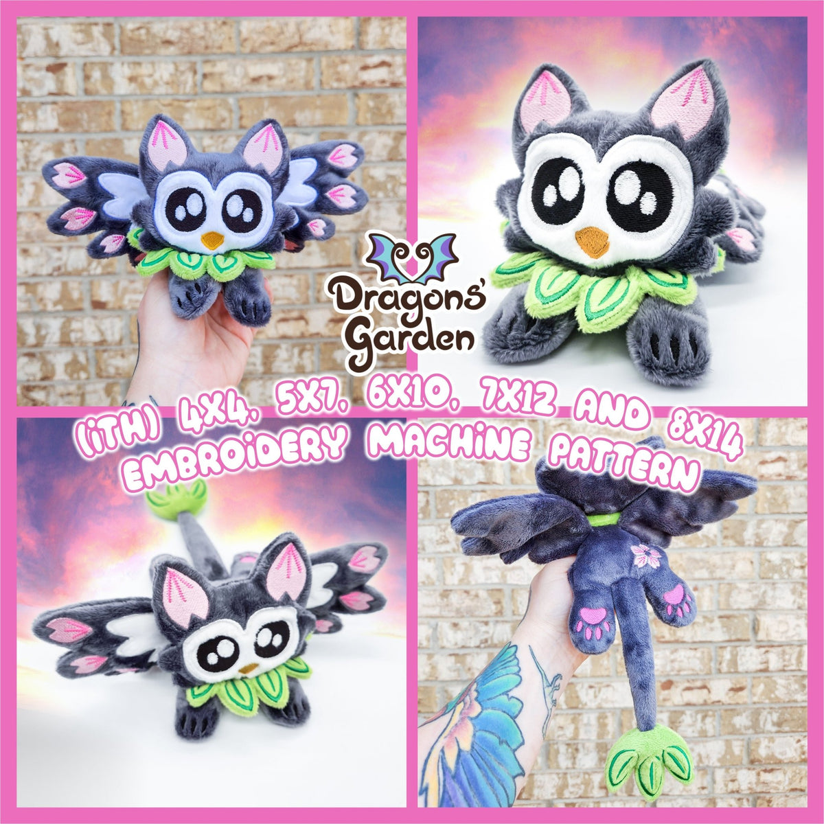 Cherry Blossom Griffin Plush Embroidery Pattern - ITH– Dragons' Garden