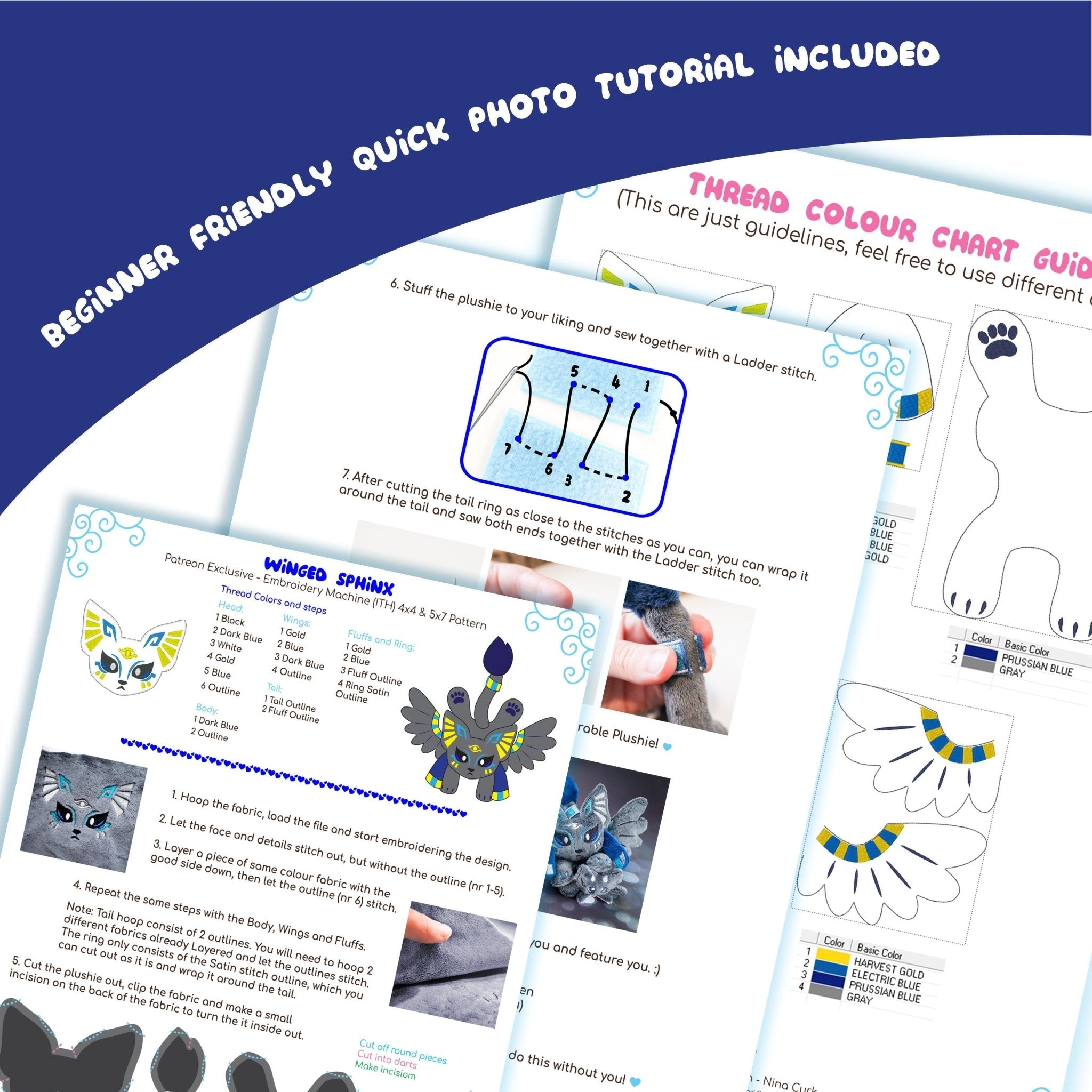 ITH Winged Sphinx Plush Embroidery Pattern– Dragons' Garden